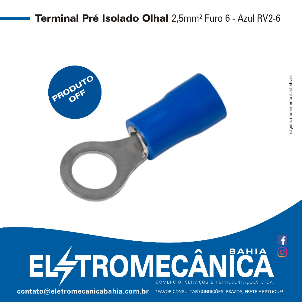 TERMINAL OLHAL PRE-ISOLADO AZUL 1,5-2,5 MM² M6 RVS2-6 3015165029 ...
