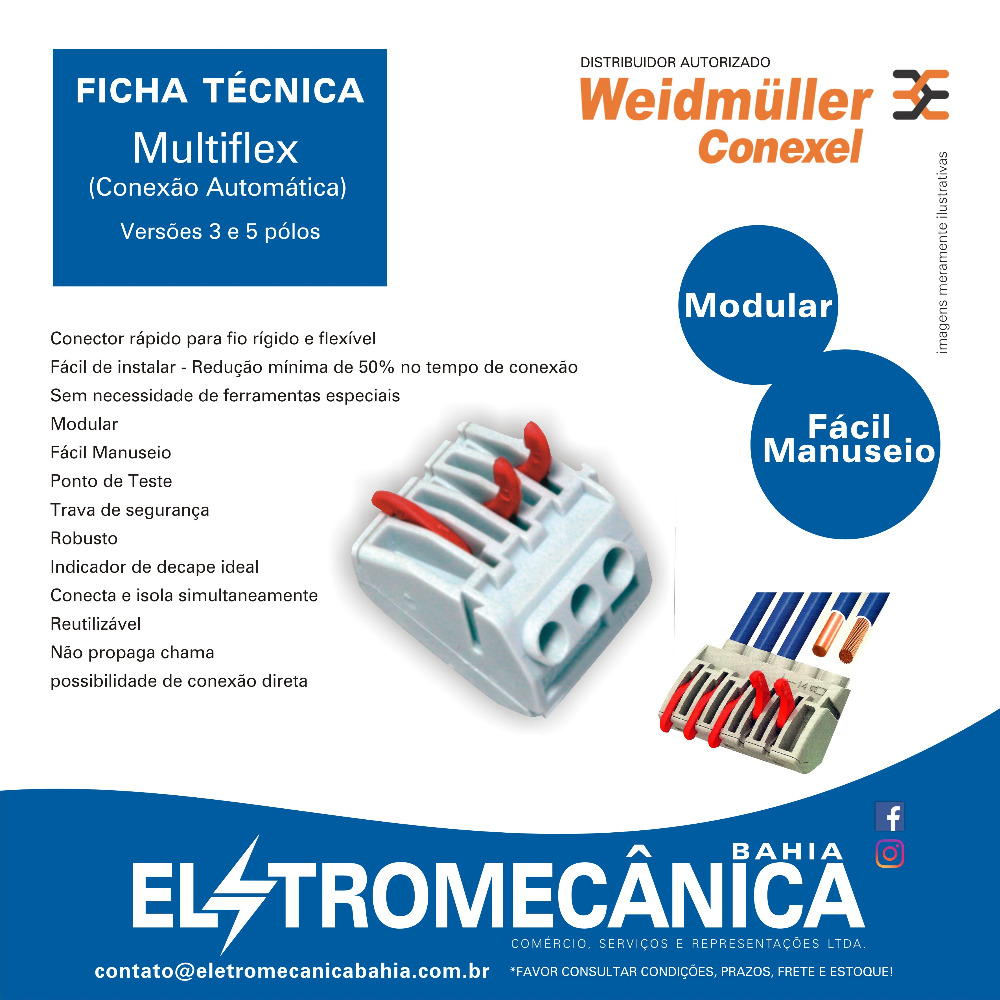CONECTOR RAPIDO MULTIFLEX P/ 5 PÓLOS - ELETROMECANICA